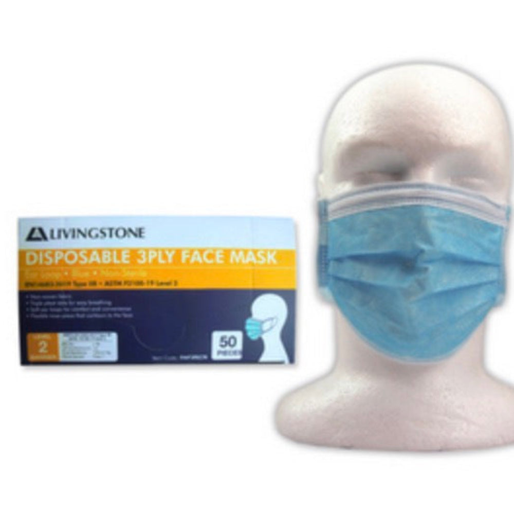 Liv Face Mask, Level 2 Barrier, 3-Ply, Ear Loop, Blue, Non-Therapeutic ...